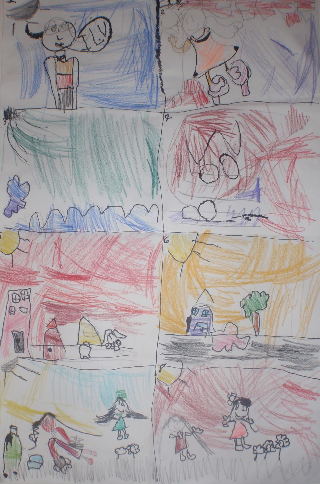Burr Elementary Art: Kindergarten 8-Panel Comics