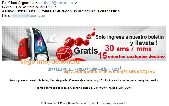 Phishing a Claro (Argentina) ~ Segu-Info - Ciberseguridad desde 2000