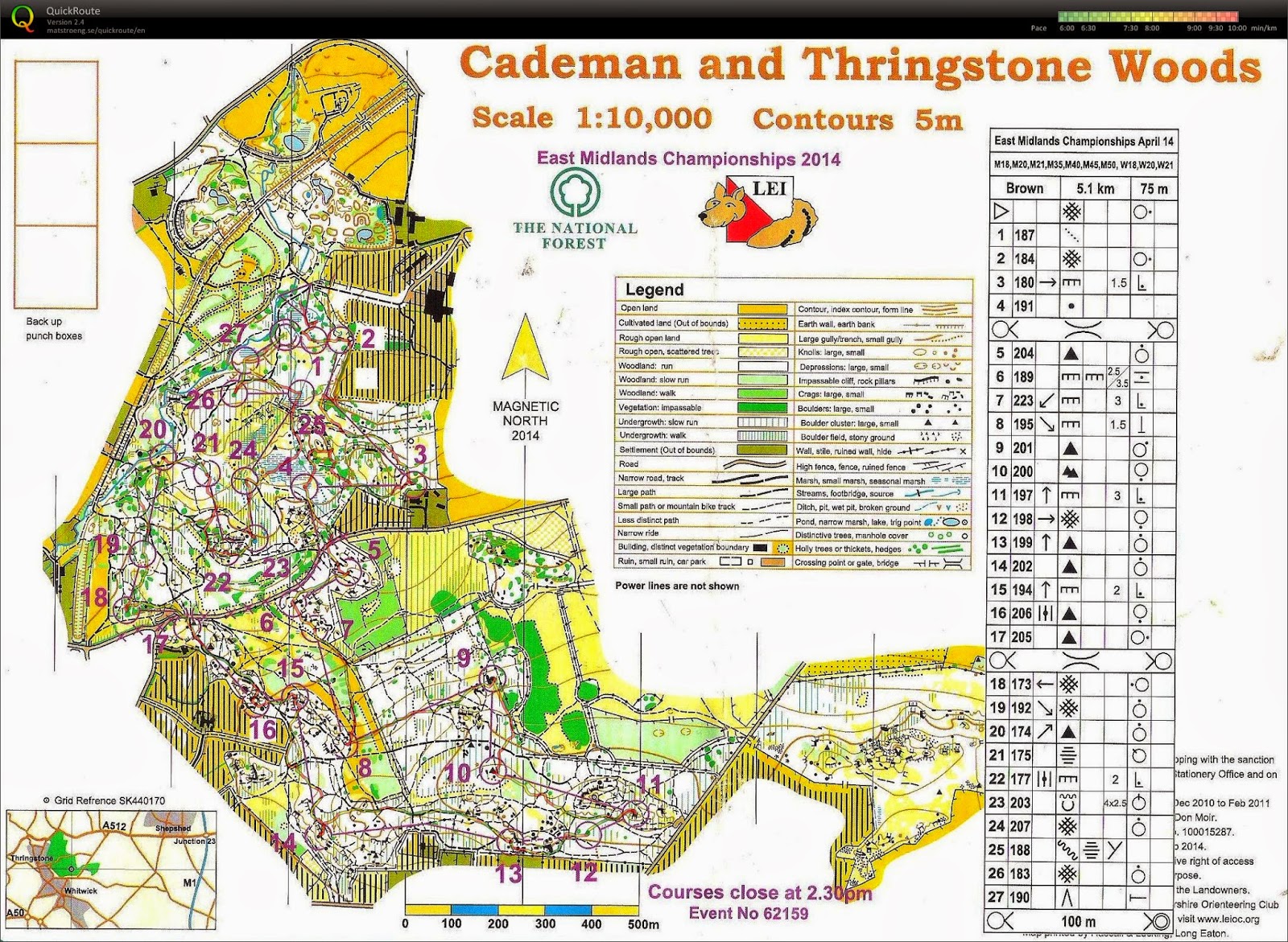 Orientēšanās kartes: Cademan & Thringstone Woods (Loughborough)