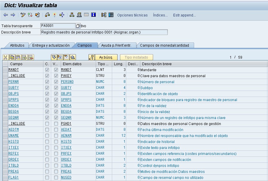 El mundo de SAP HCM - Lecciones aprendidas : DICCIONARIO DE DATOS