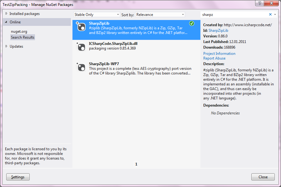 Developer's Notes: Используем SharpZipLib для работы с ZIP-архивами