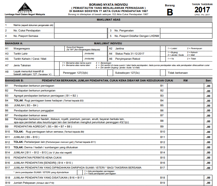 Cukai Pendapatan: Borang BE 2018?