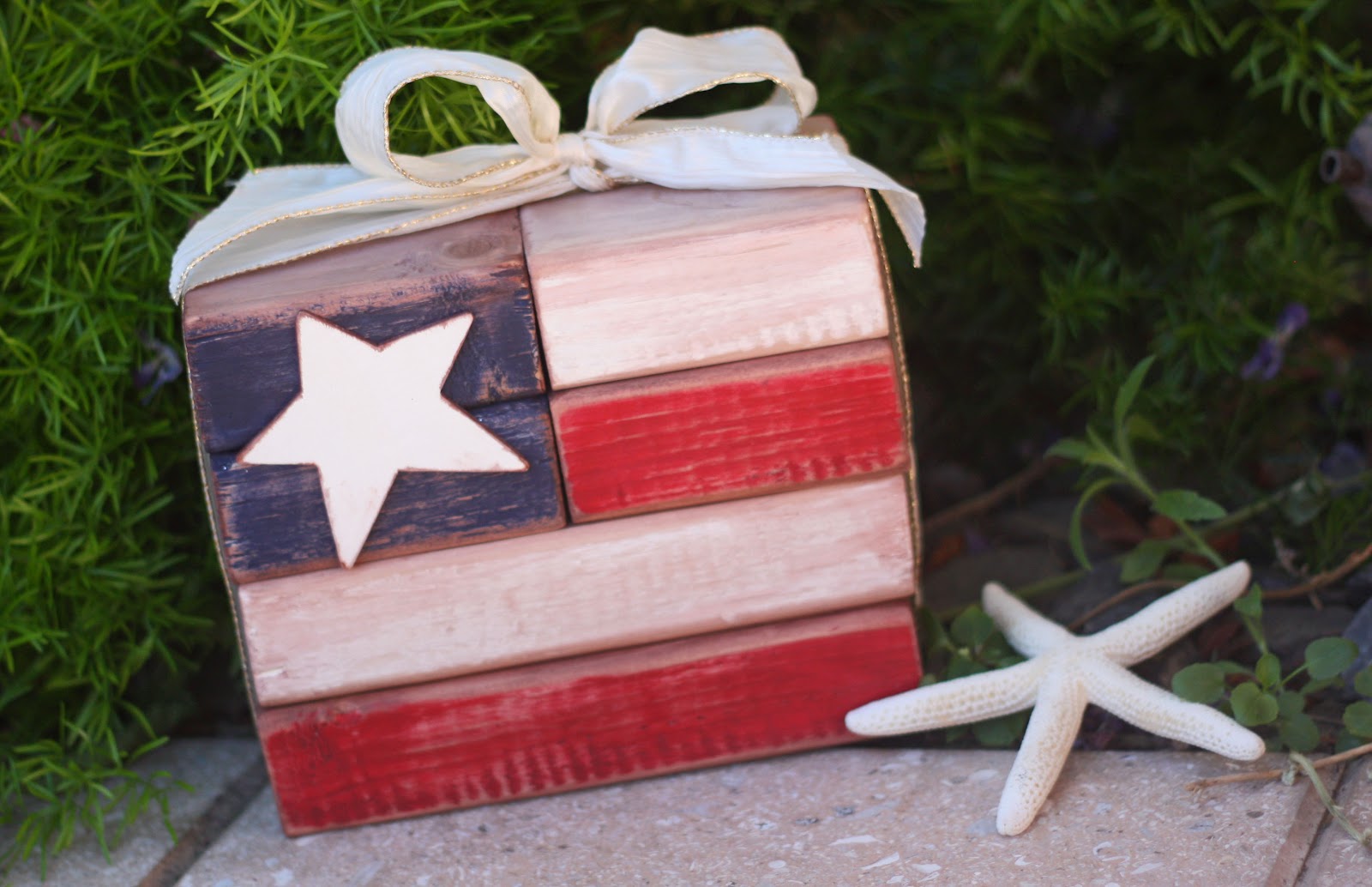 Periwinkle--Good Times!: 4th of July Wooden Block Flag