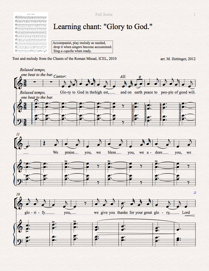 Random Light: ICEL Glory to God (gloria) accompaniment piano vocal