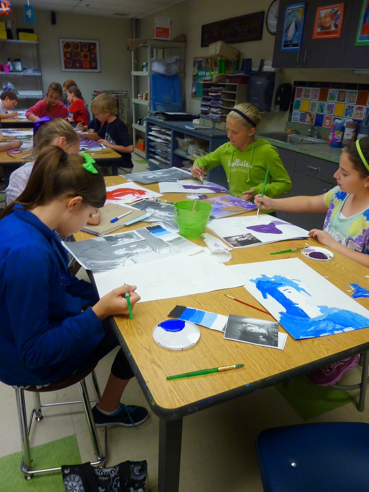 P. C. K. Art Room : Monochromatic Portraits in 6th Grade