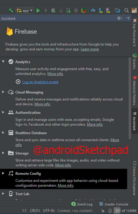 How to connect firebase directly from android studio AndroidSketchpad