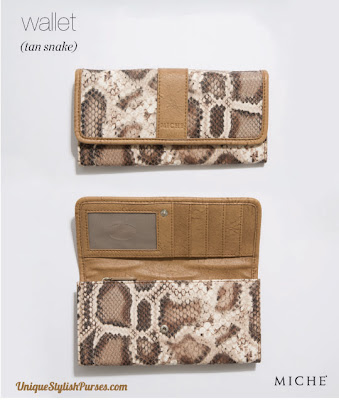 Unique Stylish Purses | Miche Bags: Miche Tan Snake Skin Wallet