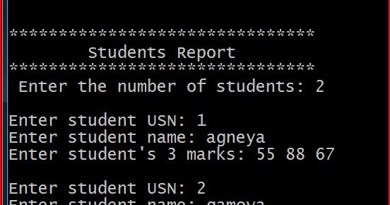 C++ PROGRAMS: C++ Program to calculate average of 3 marks of 10 students.