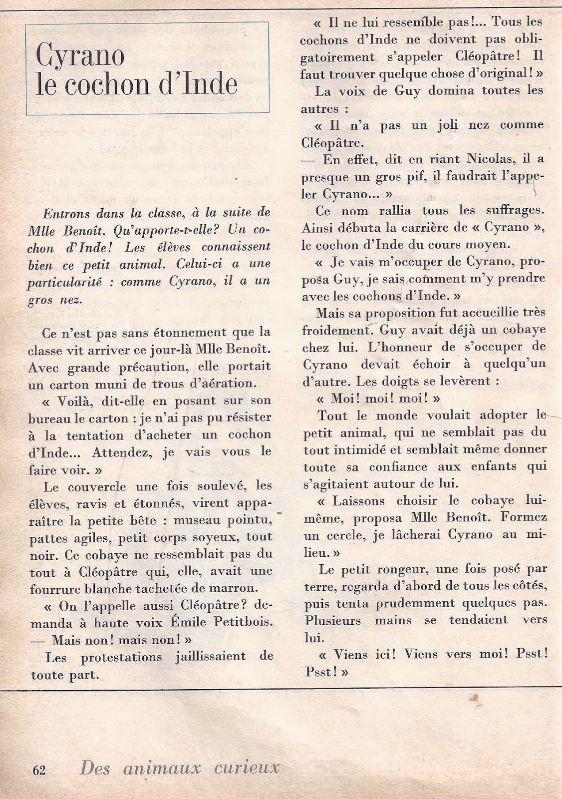 école : références: Lecture CM1 : Drôles d'animaux (4 textes)