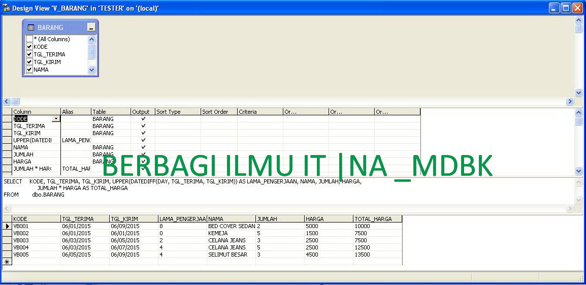menentukan interval hari pada sql server ok langsung saja kita siapkan ...