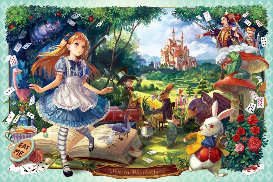 O Lobo Leitor: Bela ilustração de Alice no País das Maravilhas