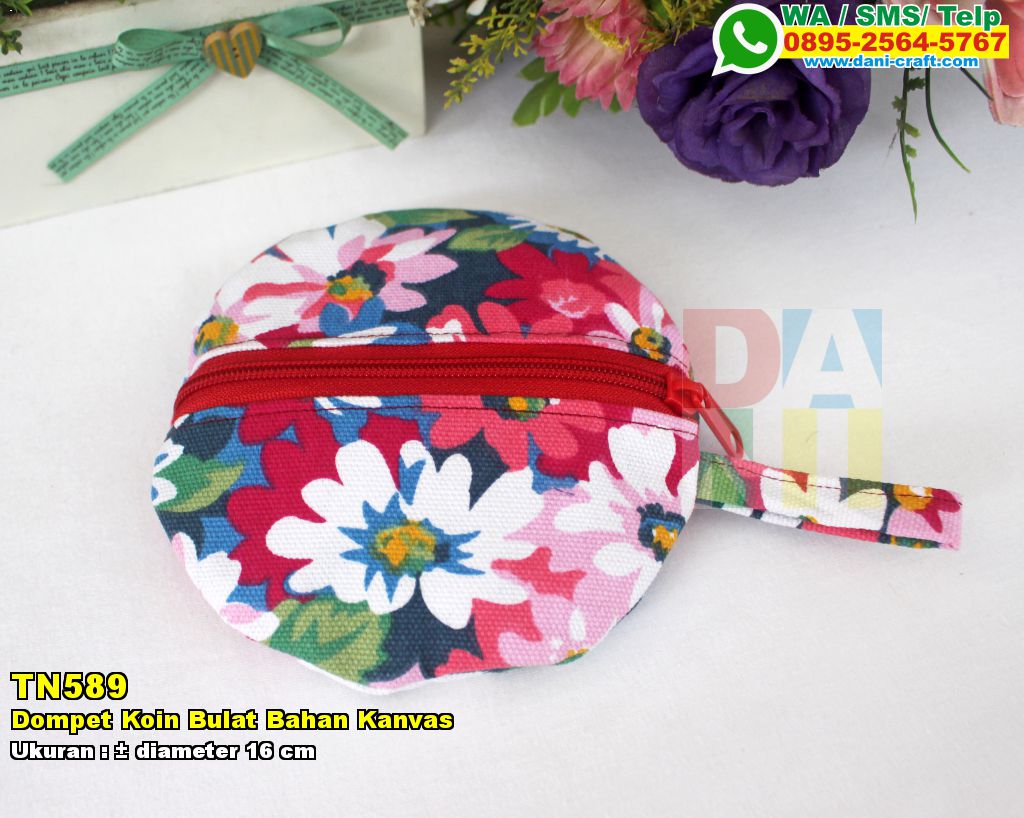 Dompet Koin Bulat Bahan Kanvas | Souvenir Pernikahan