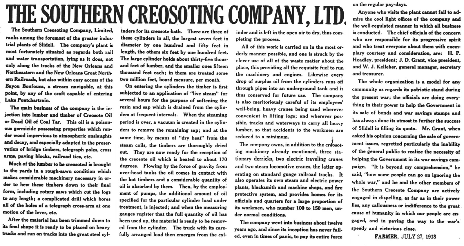 Tammany Family: Southern Creosoting Company, Slidell