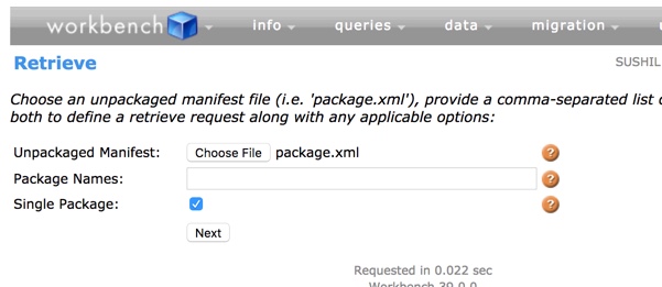 My experience with Salesforce Platform: Using Workbench to Retrieve Metadata