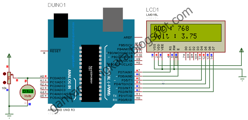 Menampilkan ADC di LCD Menggunakan Arduino