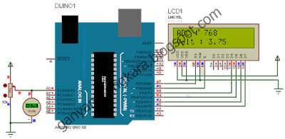 Menampilkan ADC di LCD Menggunakan Arduino