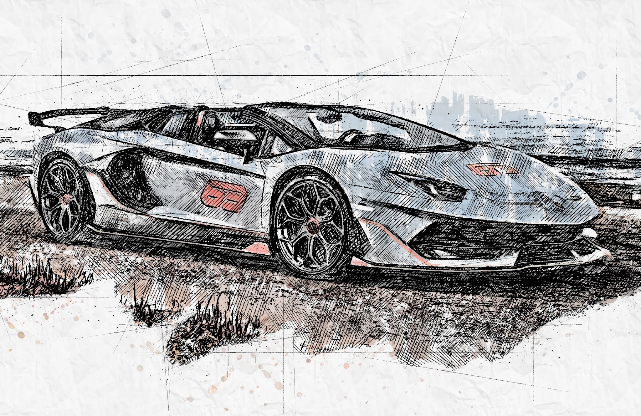 2020 Lamborghini Aventador SVJ 63 Roadster Sketch - Car Drawing Blog