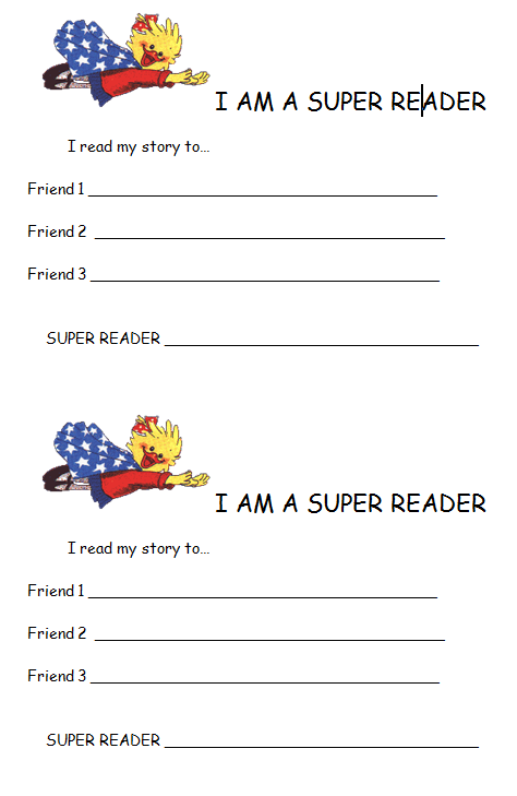 Diary of a First Grade Teacher: Super Reader Card