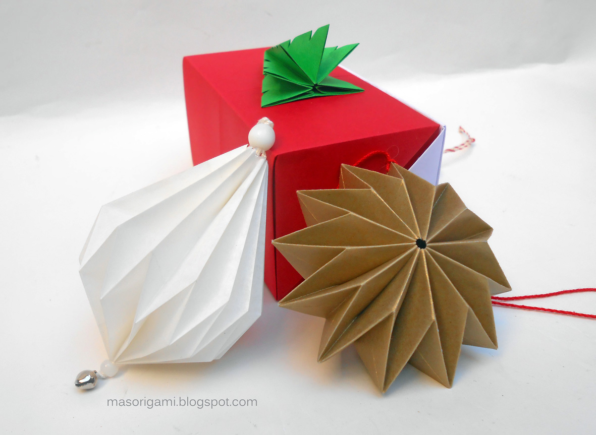 mas origami: Adornos de Navidad con caja bicolor