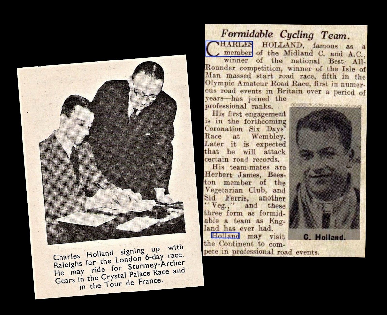 ON THE DROPS: Raleigh Charles Holland Continental 1938-1942