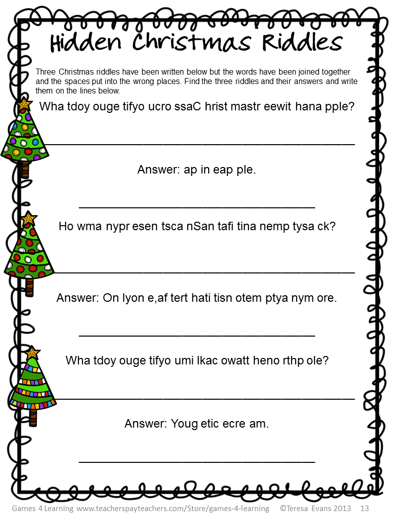 Fun Games 4 Learning: Christmas Literacy Freebies