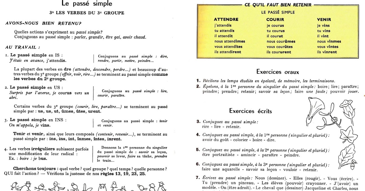 Les Terminaisons Du Passé Simple