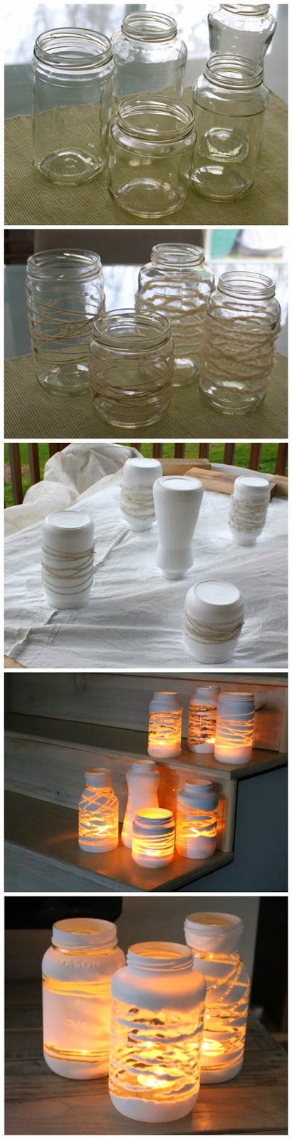 Diy : yarn wrapped painted jars - Diy And Crafts