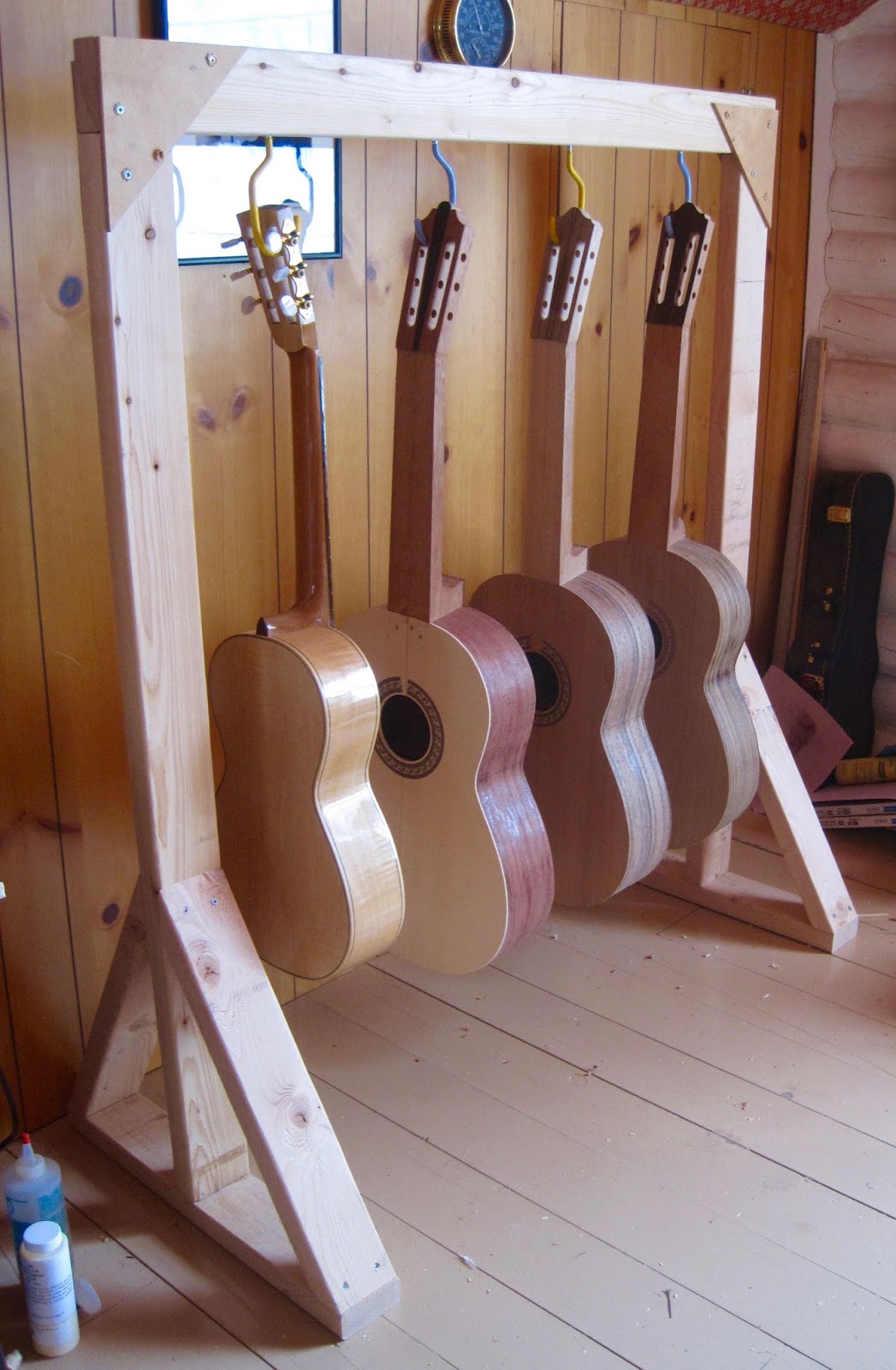 A Rack Made Out of 2x4's to Hang Guitars On