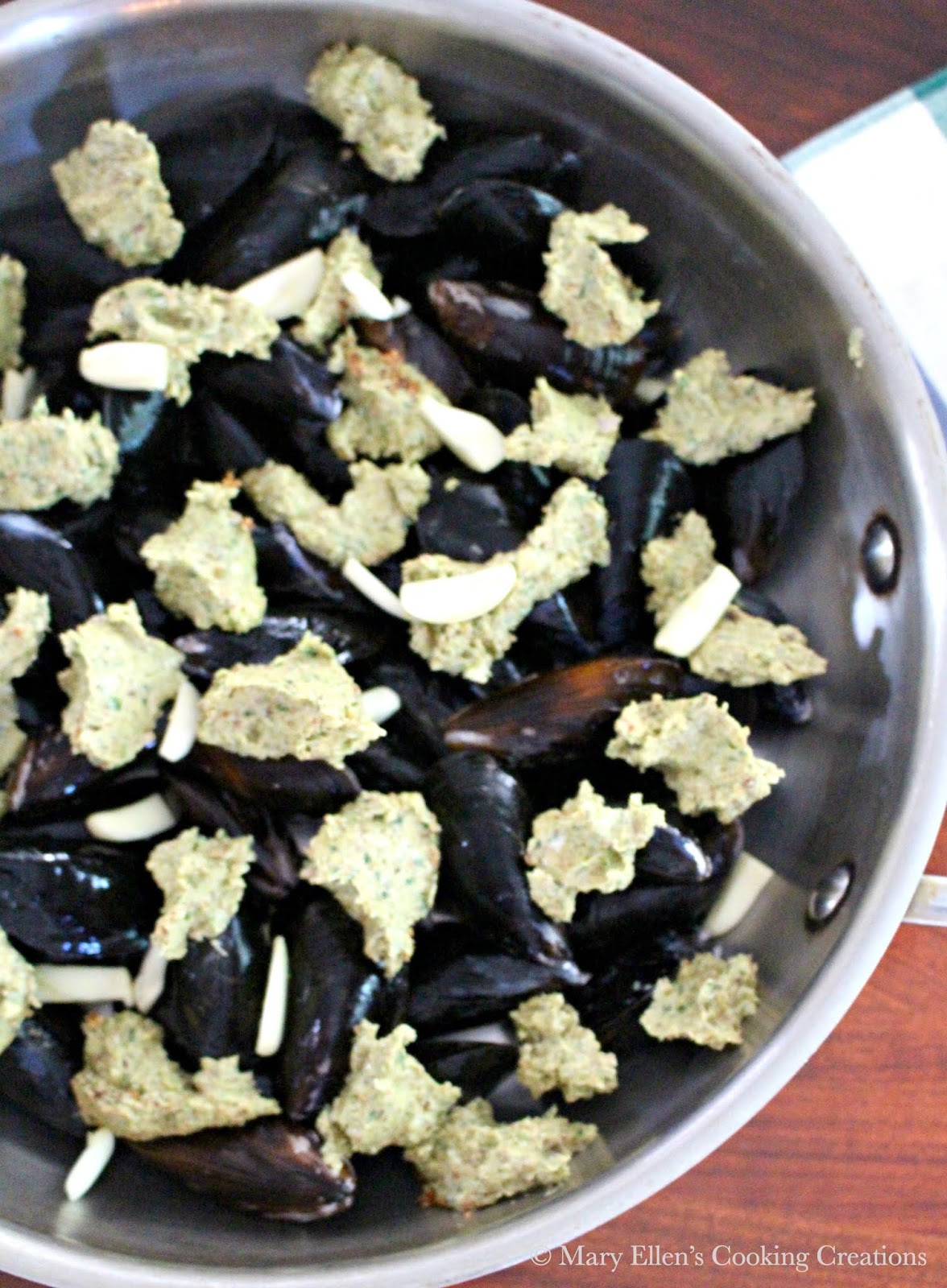 Mary Ellen's Cooking Creations: Mussels Roasted in Almond Garlic Butter