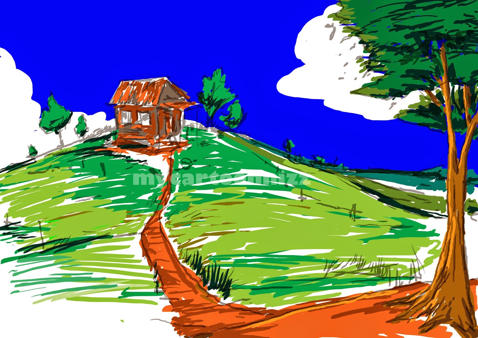 Lukisan Pemandangan Bukit Bukau Terlengkap | Pemandangan33