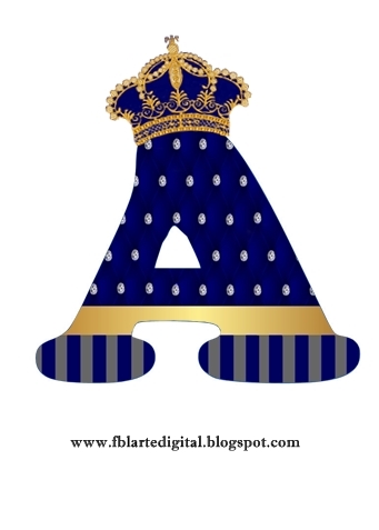 ALFABETO PERSONALIZADO COM TEMA REALEZA AZUL MARINHO … | Letras de bebê ...