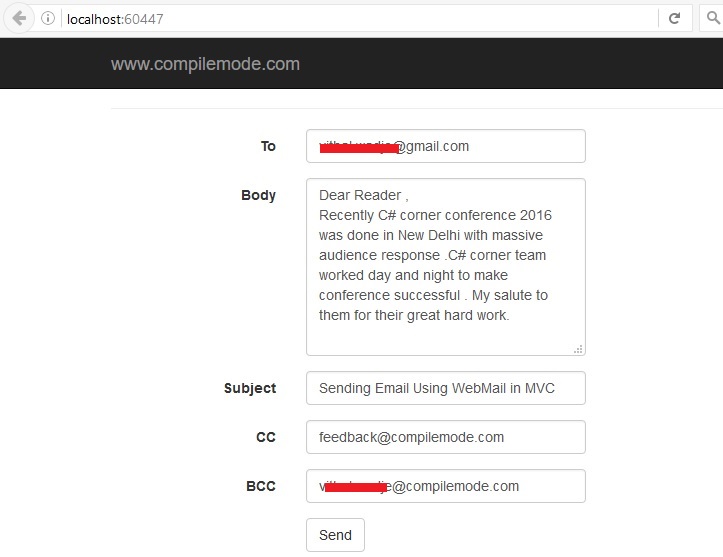 Sending Emails From Razor View In ASP.NET MVC Sending Emails From Razor View In ASP.NET MVC
