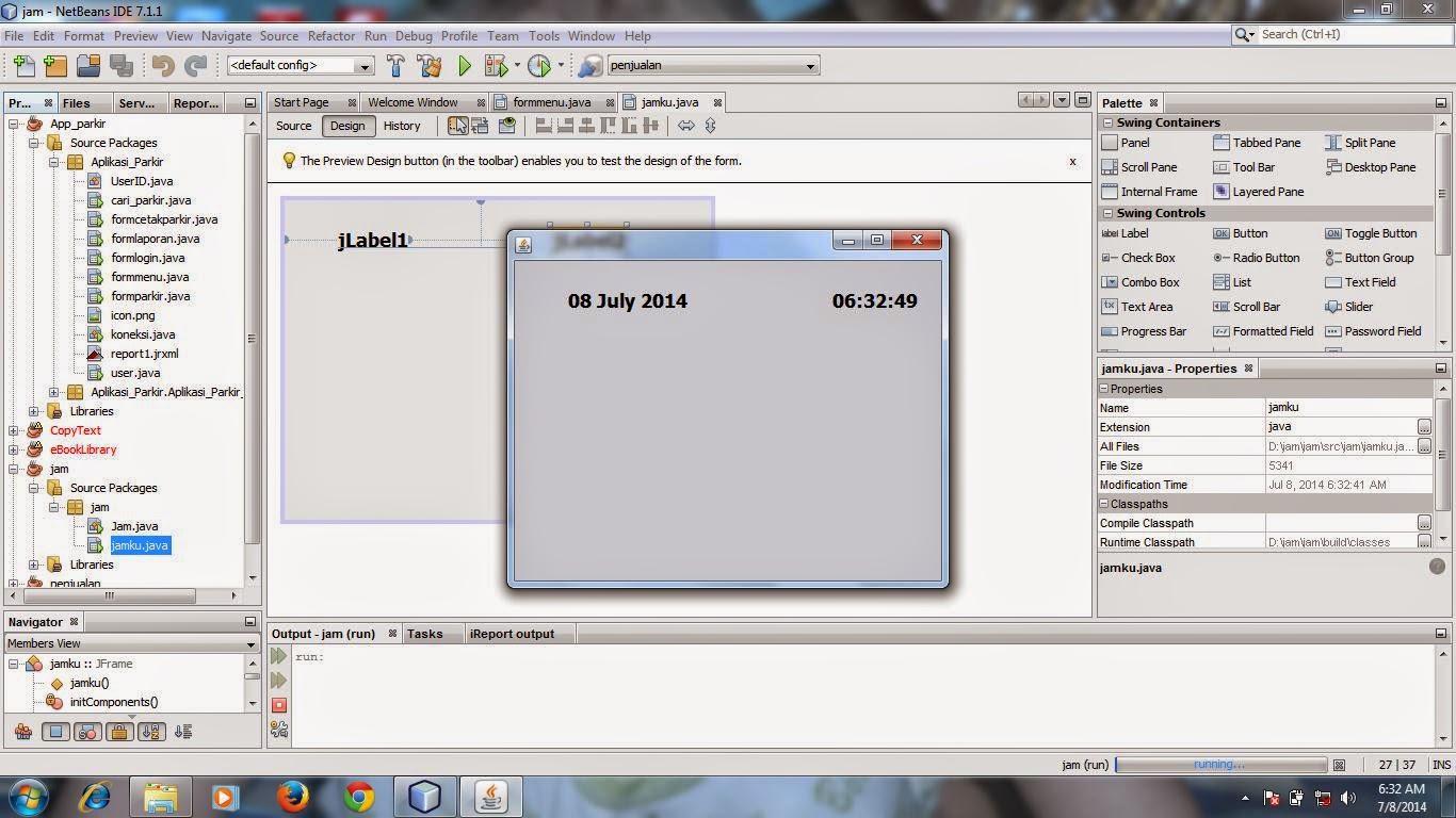 Membuat tanggal dan jam di Jlabel pada java di netbeans - Hakko Blog's