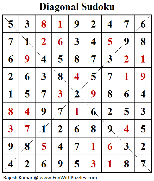 Frame Diagonal Sudoku (Fun With Sudoku #196)