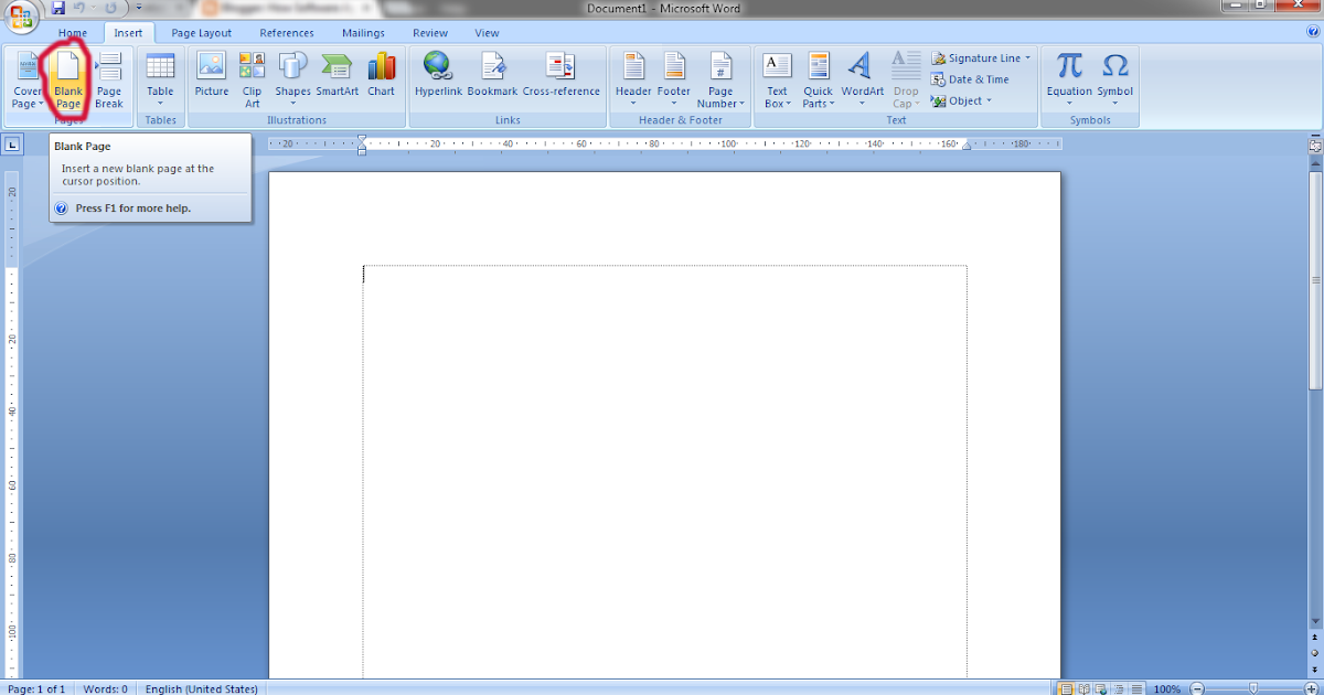 How Software Application s Works How To Insert A Blank Page At 