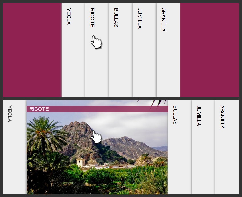 Menú o galería de imágenes con efecto acordeón (horizontal, RWD y sólo ...