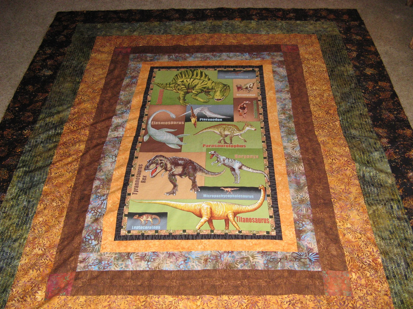 Pink Granny's Journey...: Luke's Dinosaur Quilt