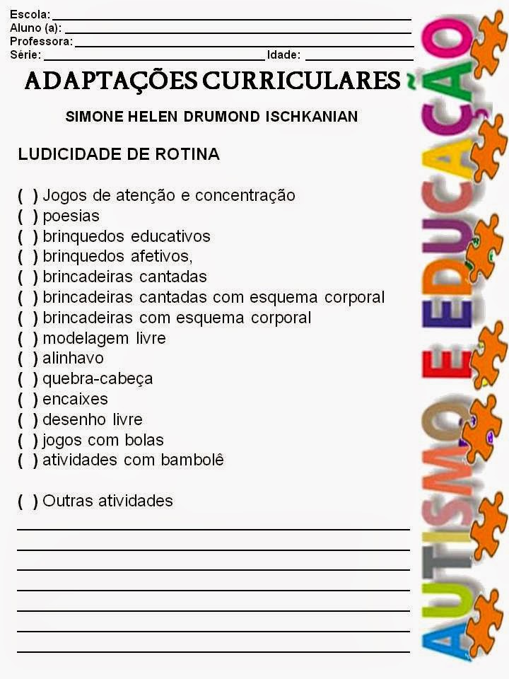 Simone Helen Drumond : AUTISMO E EDUCAÇÃO - ADAPTAÇÕES CURRICULARES