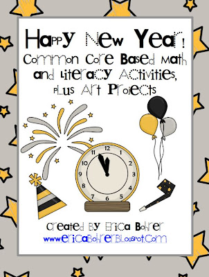 Happy New Year Common Core Math and Literacy Activities, Plus Art Projects!