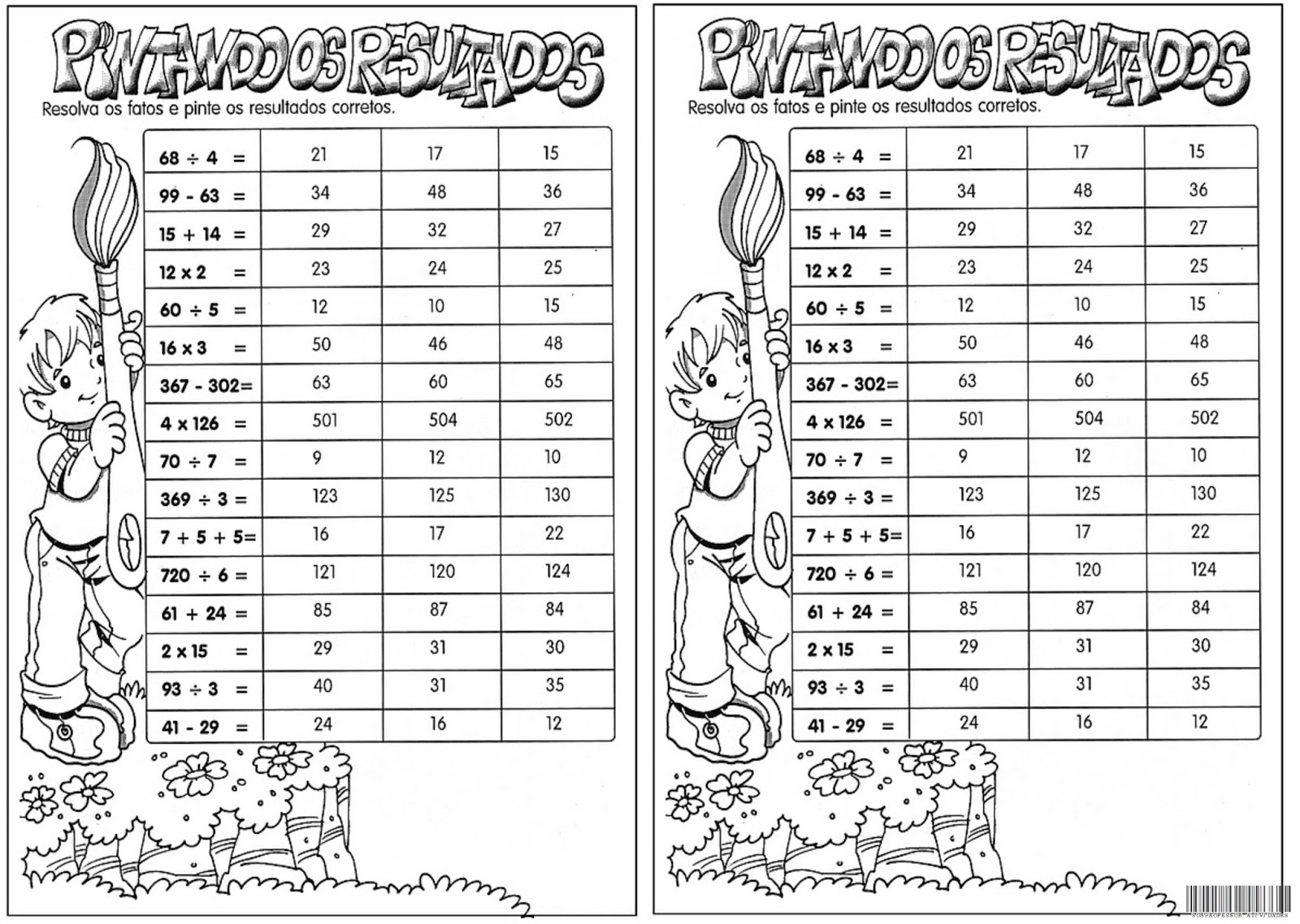 SOSPROFESSOR-ATIVIDADES: Pintando os resultados