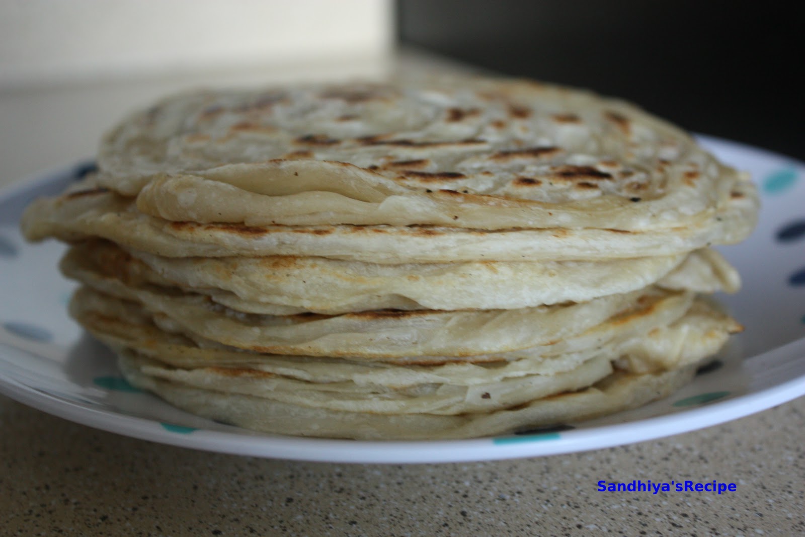 Sandhiya's Cookbook: Parotta | Tirunelveli Parotta | Flat Layered bread