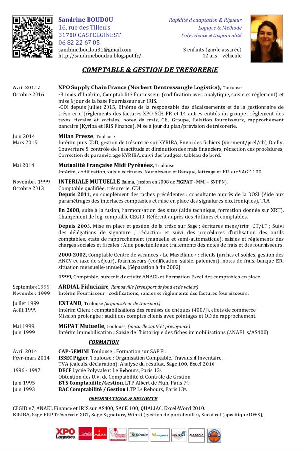 COMPTABLE GENERAL, FOURNISSEUR et/ou TRESORERIE: CV en PDF