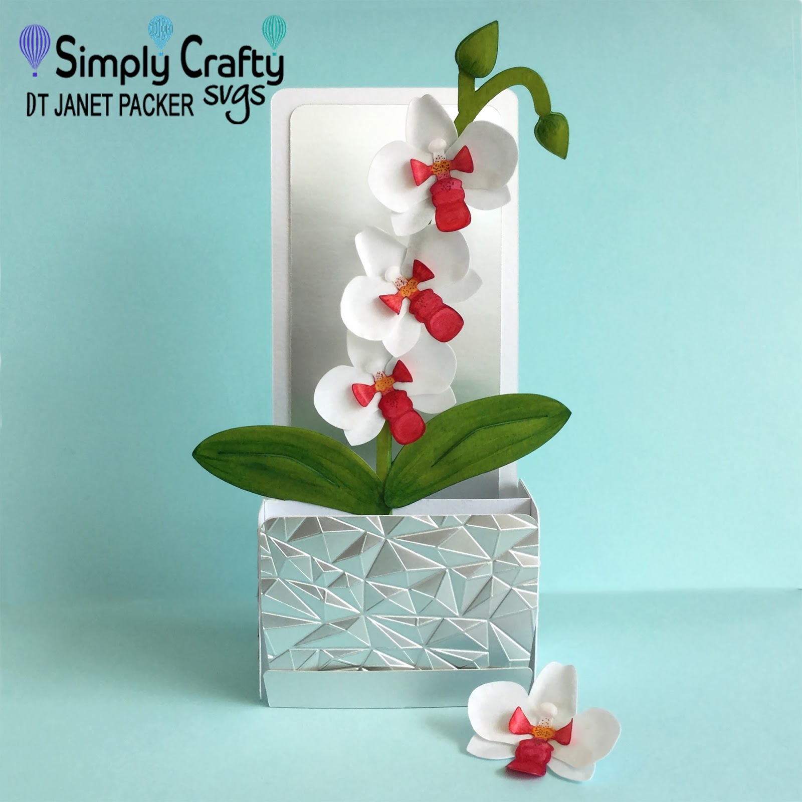 Crafting Quine: Orchid Card using Simply Crafty SVGS Orchid Box Card SVG