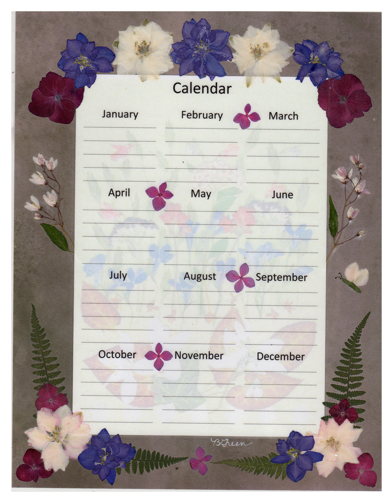 B's Garden Treasures Blog My Current Work: Special Occasion Calendars