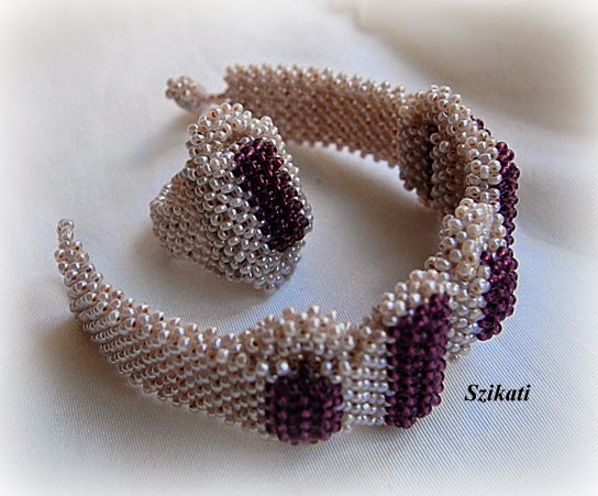 Szikati Jewelry Design: Beige with Eggplant Purple