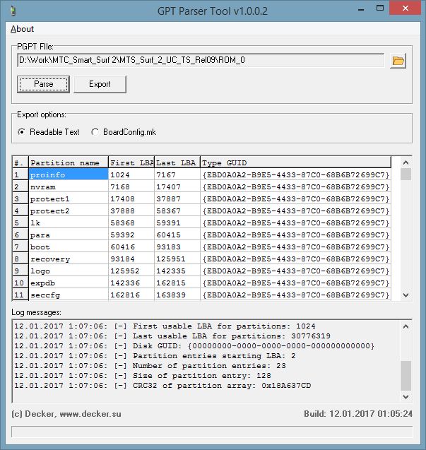 www.Decker.su: GPT Parser Tool. Определение разметки мобильных устройств.