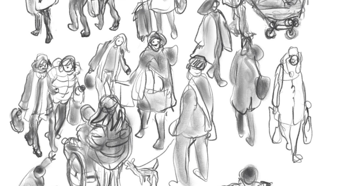 Gesture Drawings: People from above. Triangelen, Malmö