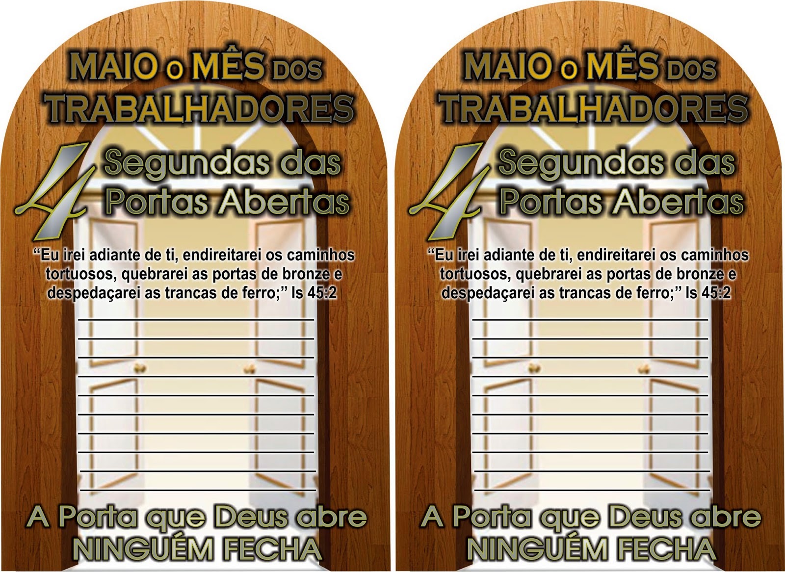 Homem de Fé: A segundas das portas abertas (Mês de Maio)