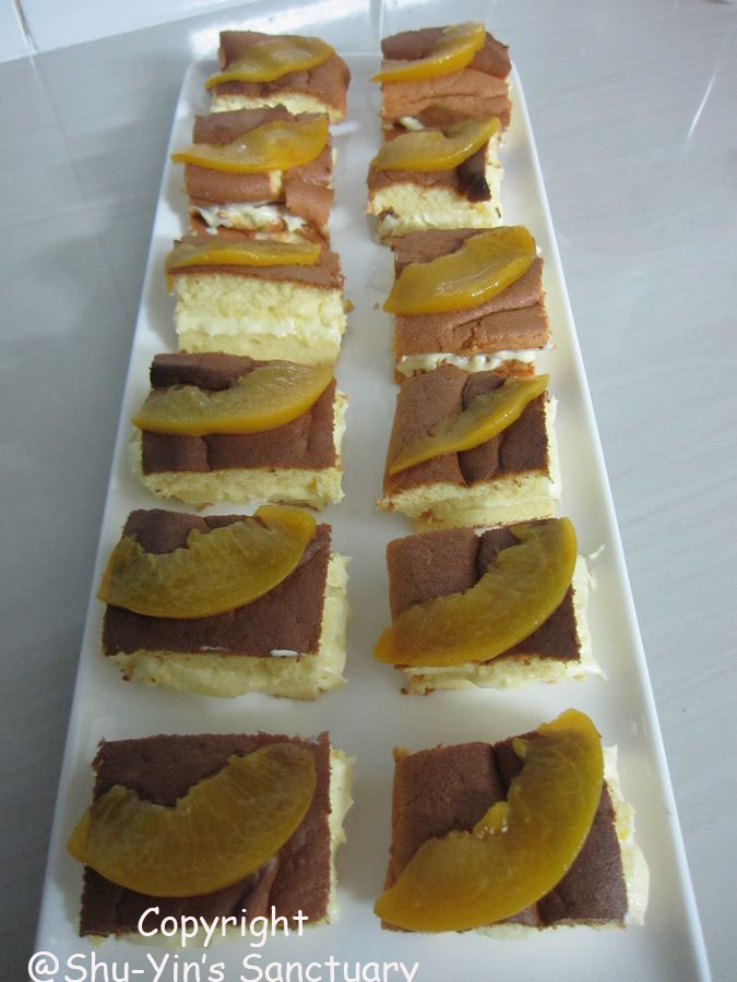 Shu-Yin's Sanctuary: Peach Chiffon Slice with Swiss Meringue Buttercream