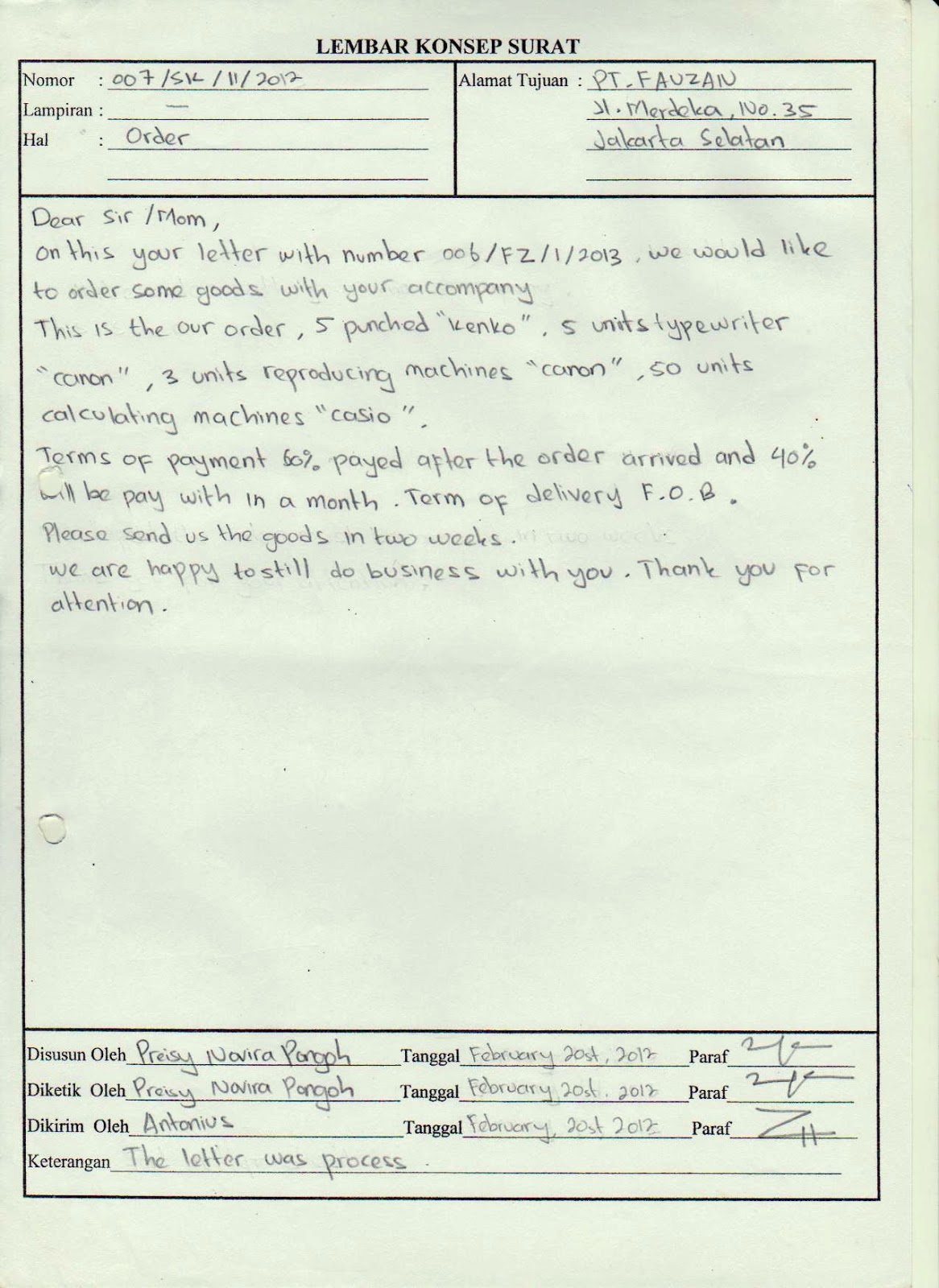 Dorblue Kyeungyi 안녕: Contoh Lembar Konsep Surat